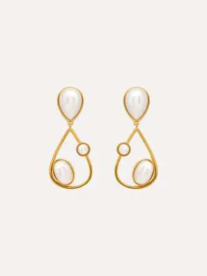 Oscar De La Renta Pearl Cabochon Drop Clip-on Earrings - One-color