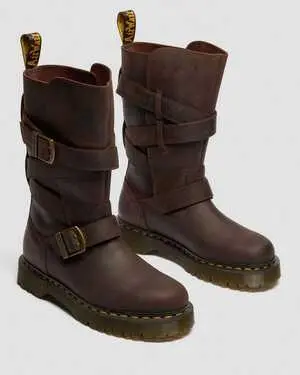 Dr. Martens Anistone Crazy Horse Leather Biker Boots
