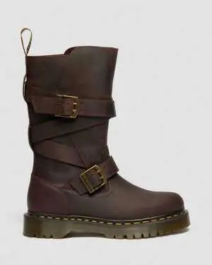 Dr. Martens Anistone Crazy Horse Leather Biker Boots