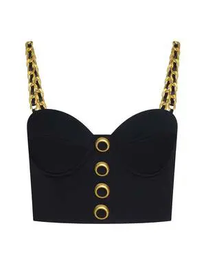 L'Agence Sophia Chain Bralette - Black