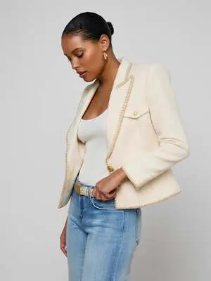 L'Agence Wylla Tweed Blazer - Ecru/biscuit