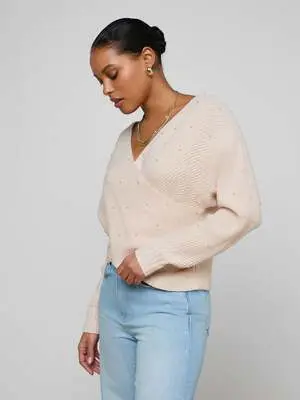 L'Agence Antonella Crossover Sweater - Soft Blush/gold
