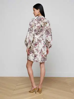 L'Agence Kiersten Printed Linen-blend Dress