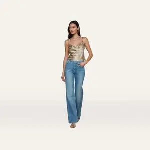 L'Agence Calista Silk Camisole - Soft Macadamia Multi Small Horsebit Chain