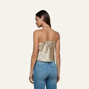 L'Agence Calista Silk Camisole - Soft Macadamia Multi Small Horsebit Chain