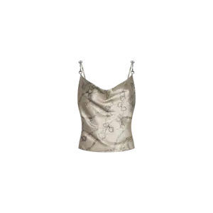L'Agence Calista Silk Camisole - Soft Macadamia Multi Small Horsebit Chain