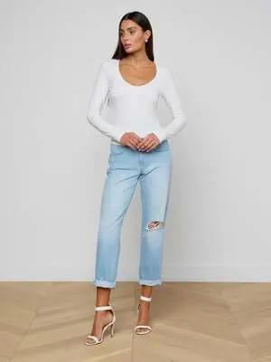L'Agence Ruched Bodysuit - White