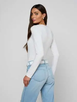 L'Agence Ruched Bodysuit - White