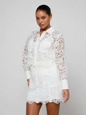 L'Agence Roelle Lace Blouse Top - Ivory