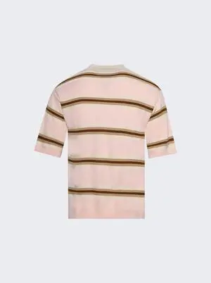 NAHMIAS Knit Striped Polo Top Soft Stripe Knitwear - Pink