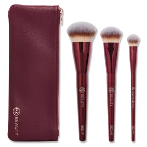 BK BEAUTY Holy Grail Brush Trio Signature Series Burgundy Metal Set With Travel Pouch - One-color