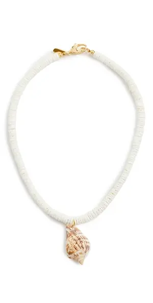LOGAN TAY Shell Pendant Beaded Necklace - White