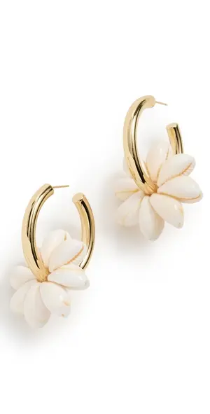 LOGAN TAY Shell Hoop Earrings - Gold