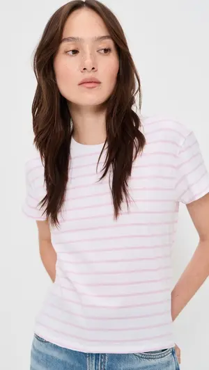 PERFECTWHITETEE Everett Stripe Boxy Crew Neck Tee