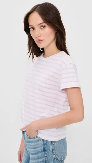 PERFECTWHITETEE Everett Stripe Boxy Crew Neck Tee