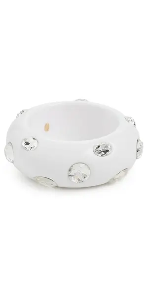 KENNETH JAY LANE Crystal Stones Domed Bangle - White/crystal