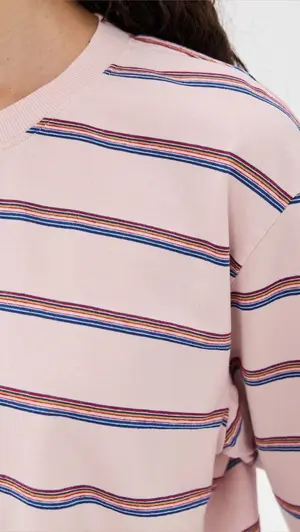 STATE & LAKE Striped Crewneck Tee - Pink