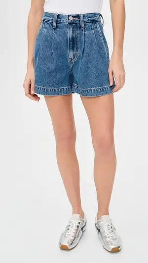 DAZE Coronado Pleated Denim Shorts