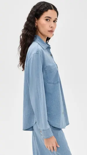 Z Supply Jersey Denim Button Up