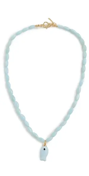 LOGAN TAY Light Beaded Fish Pendant Necklace - Blue