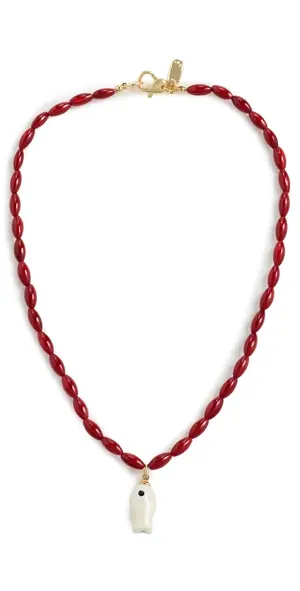 LOGAN TAY Beaded Fish Pendant Necklace - Red