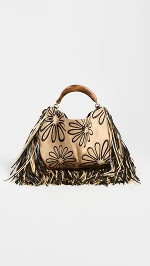 Farm Rio Fringed Raffia Mini Bag