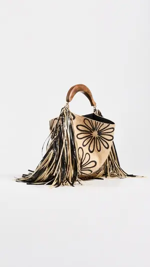 Farm Rio Fringed Raffia Mini Bag
