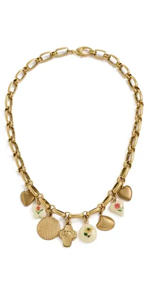 LOGAN TAY Floral Charm Necklace - Gold