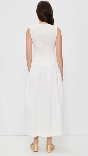 Moon River Smocked Shirred Midi Dress