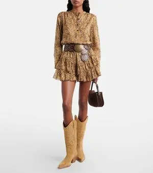 Paris Texas Dakota Suede Cowboy Boots - Beige