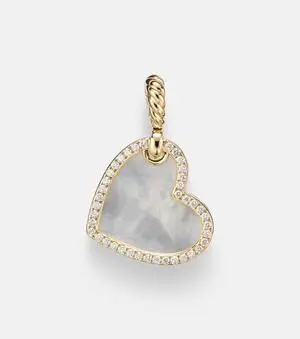 David Yurman Dy Elements Heart Pendant With Diamonds And Pearl - Gold