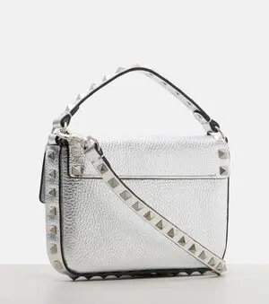 Valentino Garavani Rockstud Small Metallic Leather Top-handle Bag