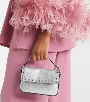 Valentino Garavani Rockstud Small Metallic Leather Top-handle Bag