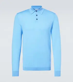 ALLUDE Virgin Wool Polo Sweater - Blue
