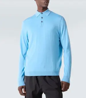 ALLUDE Virgin Wool Polo Sweater - Blue