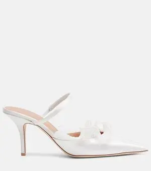 MALONE SOULIERS Cecile 70 Ruffled Satin Mules - White