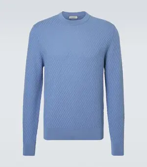 Canali Cotton And Silk Crewneck Sweater - Blue