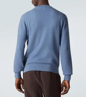 Canali Cotton And Silk Crewneck Sweater - Blue