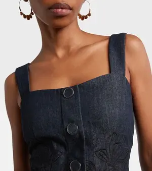 Veronica Beard Mirielle Cotton Chambray Top - Blue
