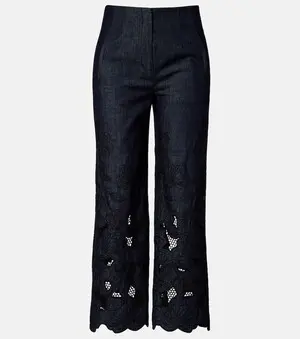 Veronica Beard Osborne Cotton Chambray Wide-leg Pants - Blue