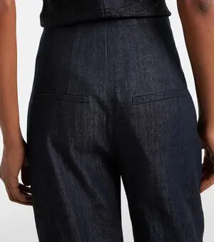 Veronica Beard Osborne Cotton Chambray Wide-leg Pants