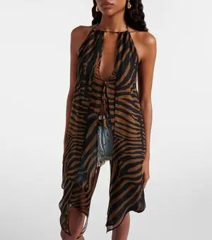 Blumarine Printed Asymmetric Halterneck Top