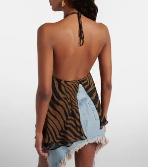 Blumarine Printed Asymmetric Halterneck Top