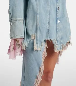 Blumarine Asymmetric Distressed Denim Miniskirt
