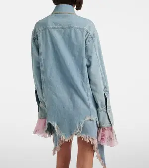Blumarine Asymmetric Distressed Denim Miniskirt
