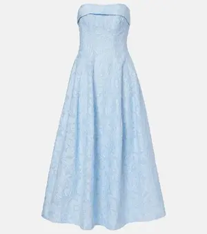 Simkhai Valeria Embroidered Midi Dress - Blue
