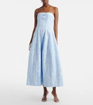 Simkhai Valeria Embroidered Midi Dress - Blue