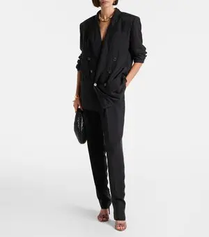 Saint Laurent Pleated Silk Pants - Black