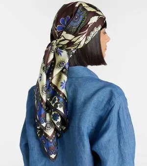 ALEMAIS Floral Silk Satin Scarf