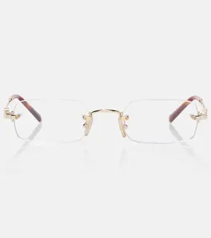 Miu Miu Rimless Rectangular Eyeglasses - Gold